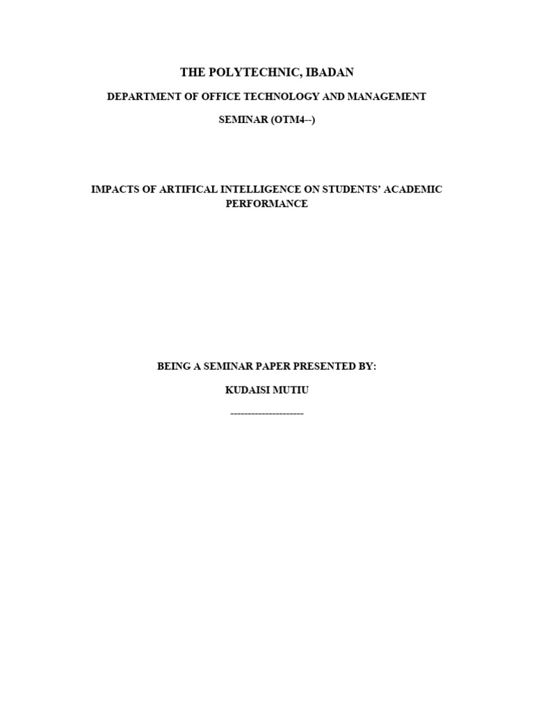 Impacts Of Artifical Intelligence On Students Academic Performance