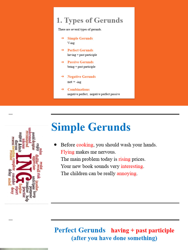 Gerundstypes of Gerund Ad Functions of Gerunds Flashcards Grammar ...