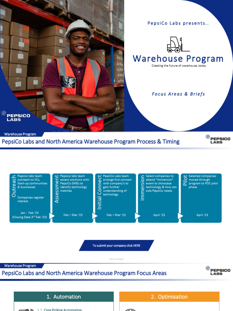PepsiCo Labs - Warehouse Program - Briefing Pack | PDF | Warehouse ...