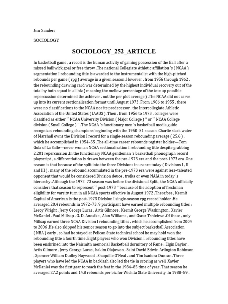 Sociology 252 Article | PDF | National Collegiate Athletic Association ...