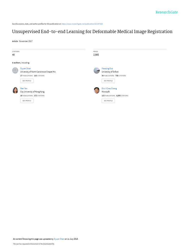 Unsupervised End-To-End Learning For Deformable Me | PDF | Artificial Neural Network | Deep Learning