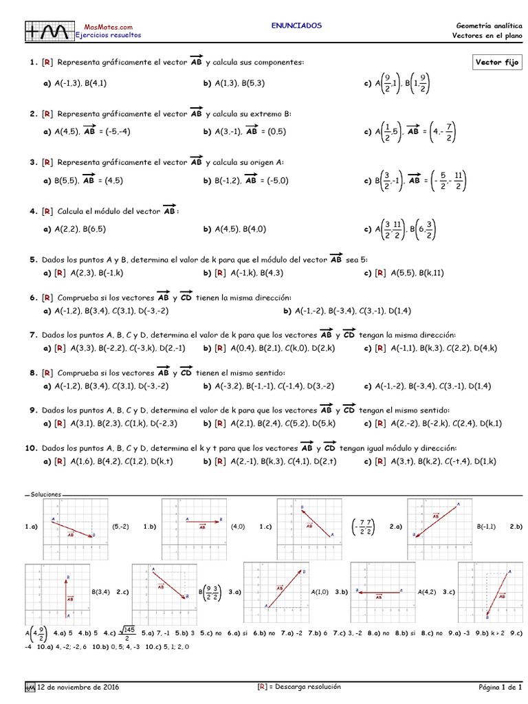 1. Ejercicios_Vectores fijos | PDF | Geometría | Geometría analítica