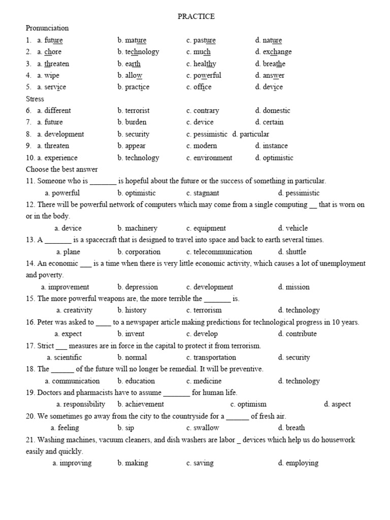 Life in The Future - Practice of Vocab | PDF | Telephone | Security Alarm