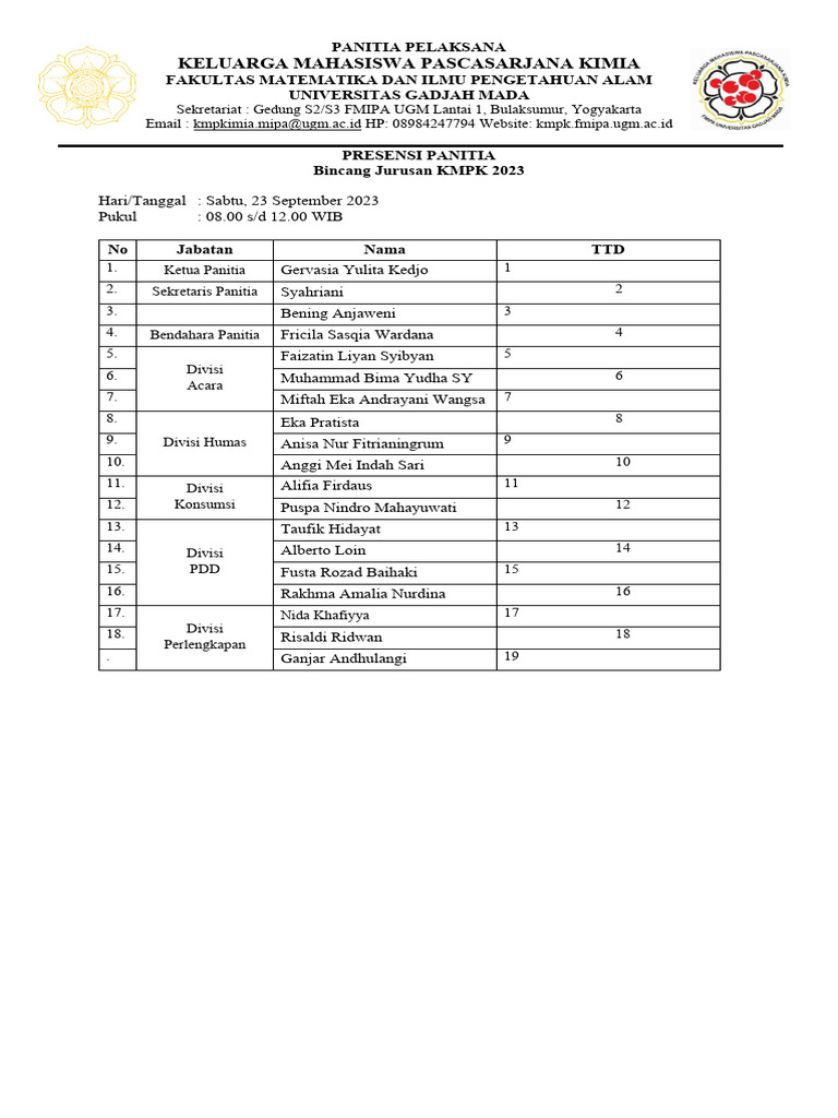 Absensi Kegiatan | PDF