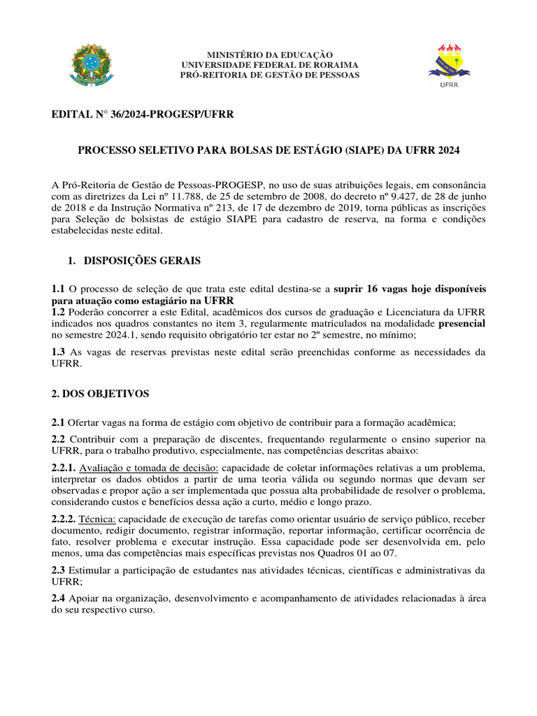 Edital 36 2024 Bolsa Siape 2024 | PDF | Gestão de recursos humanos ... Edital 36 2024 Bolsa Siape 2024 | PDF | Gestão de recursos humanos ...