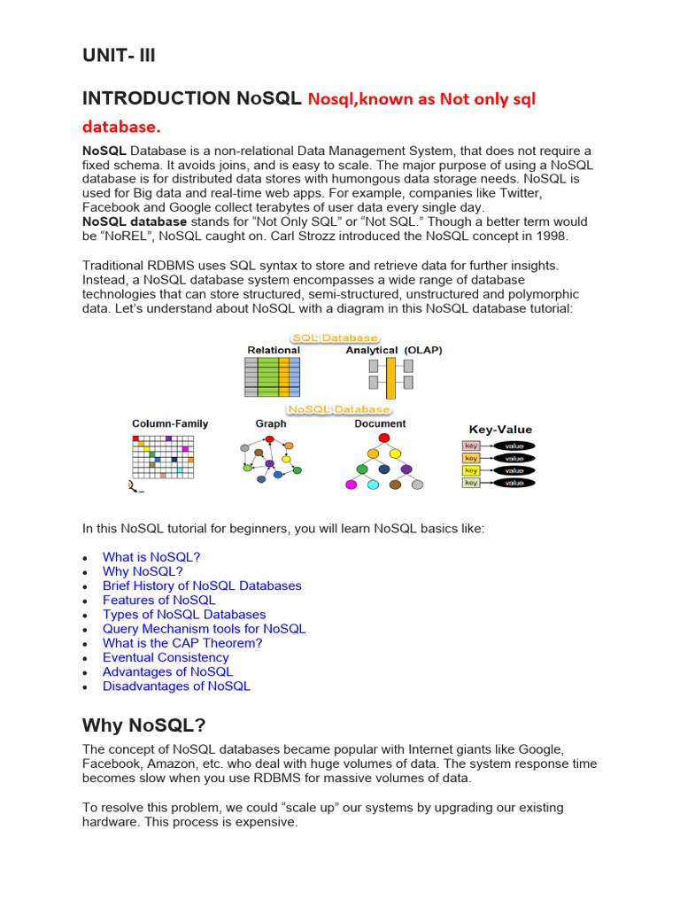 Full Stack-Unit-Iii | PDF | No Sql | Relational Database