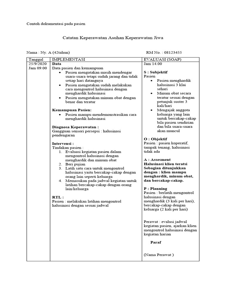 Contoh Dokumentasi Pada Pasien | PDF