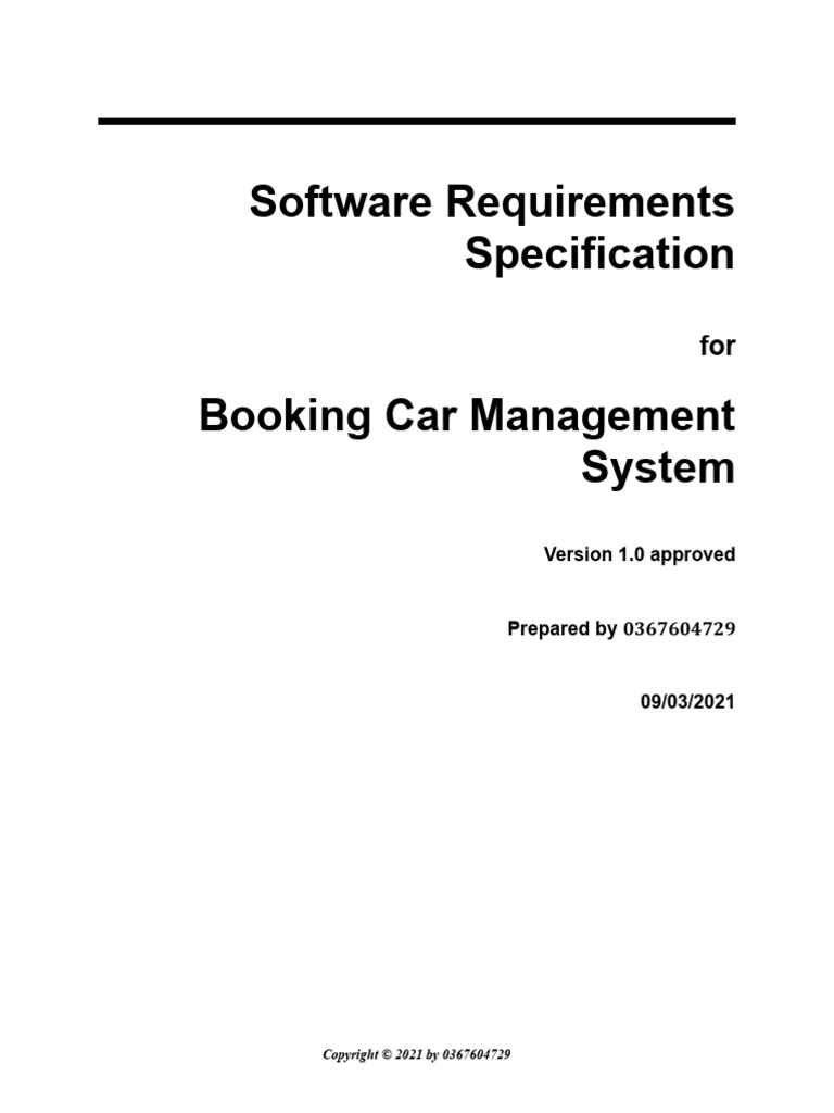 Software Requirements Specification Version 1 0 Approved PDF