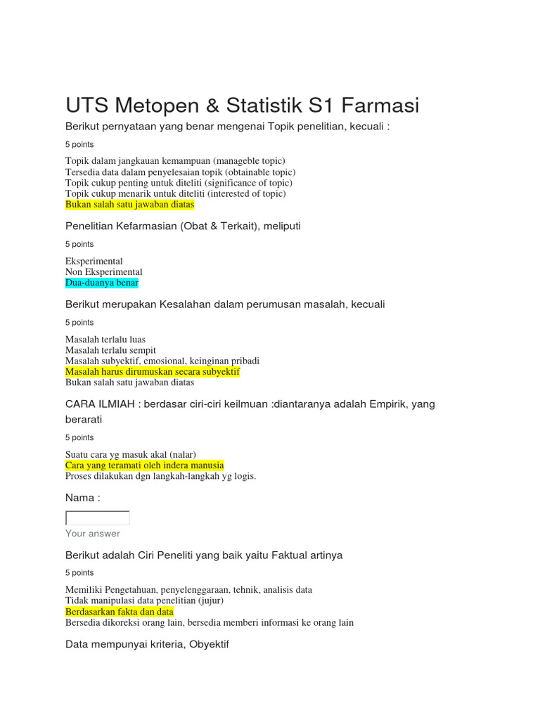 UTS Metopen | PDF