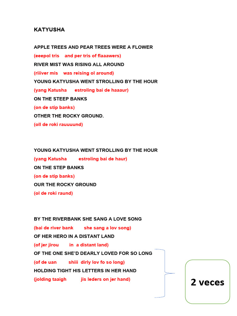 KATYUSHA SONG FOR CHILDREN MARCH 30TH 2024 | PDF