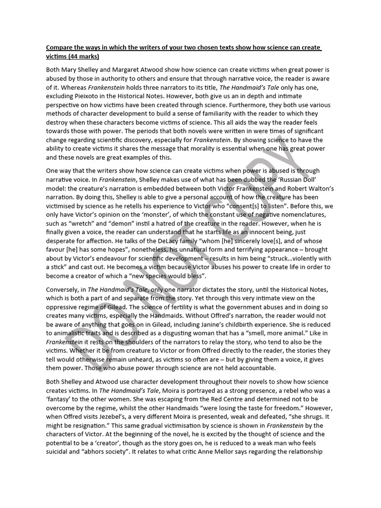 Essay Science Creating Victims | PDF | Frankenstein