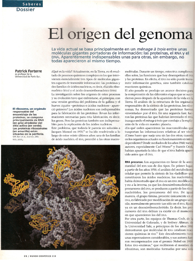 El Origen Del Genoma | PDF