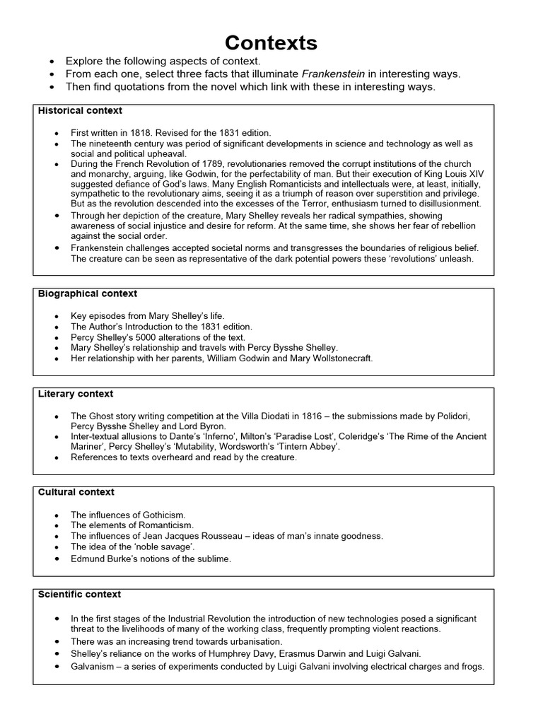 Frankenstein Context | PDF | Frankenstein | Mary Shelley