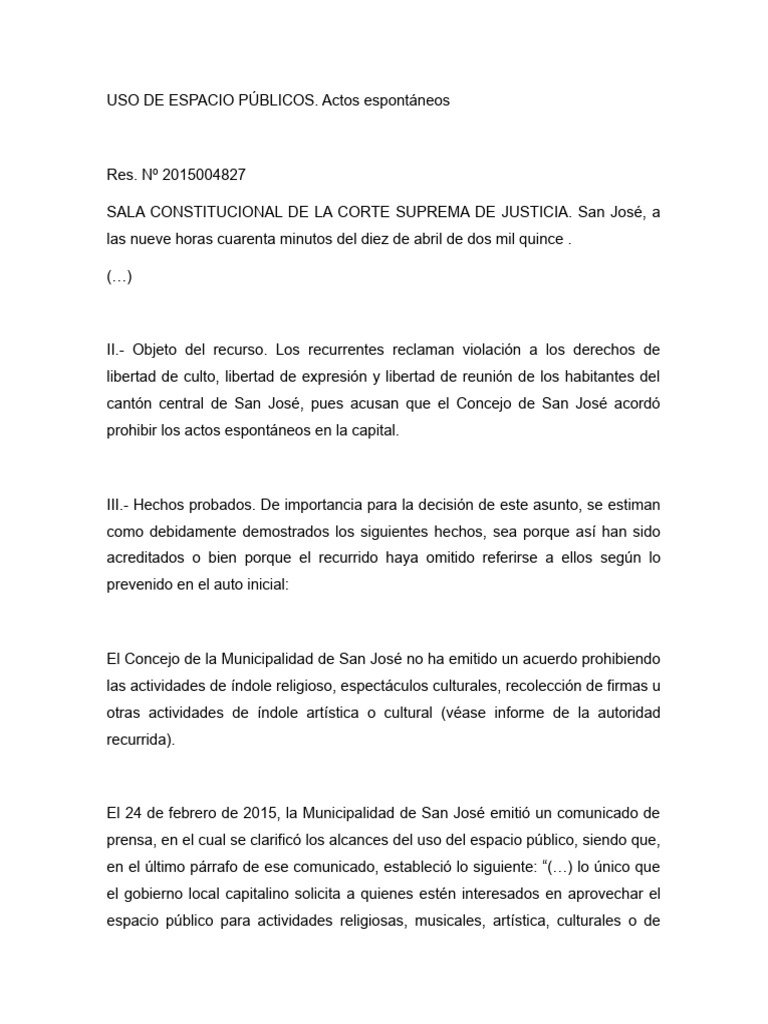 2015-004827 Uso Espacio Público Actividades Espontáneas | PDF | Libertad de expresión | Libertad