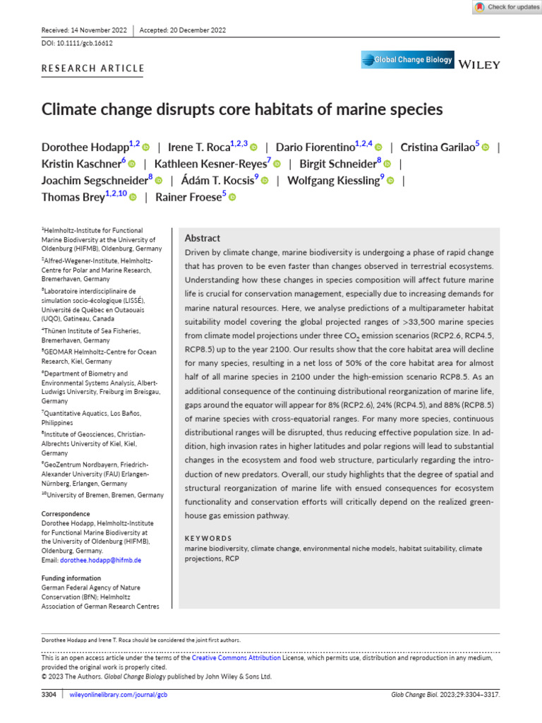 Global Change Biology - 2023 - Hodapp - Climate change disrupts core ...