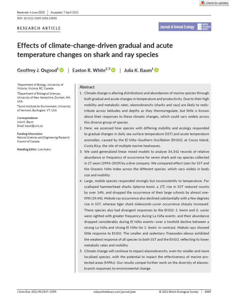 Journal of Animal Ecology - 2021 - Osgood - Effects of Climate Change ...