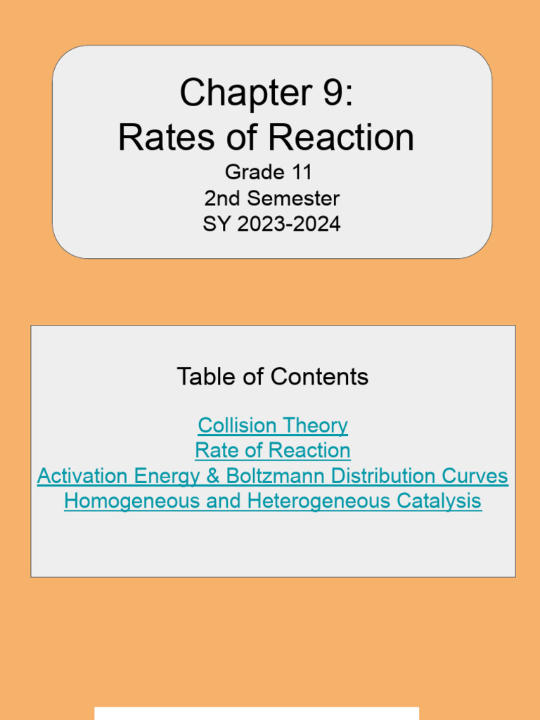 G11 Chapter 9 Rates of Reaction | PDF | Teaching Methods & Materials ...