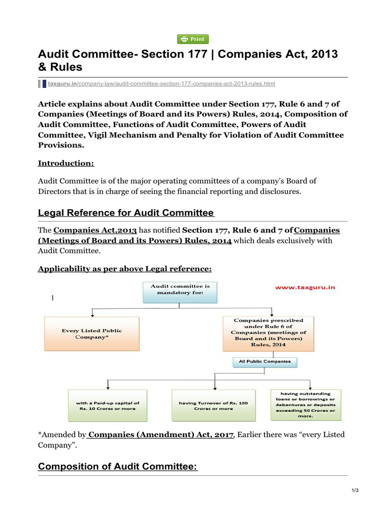 Taxguru - In-Audit Committee - Section 177 Companies Act 2013 Amp Rules ...