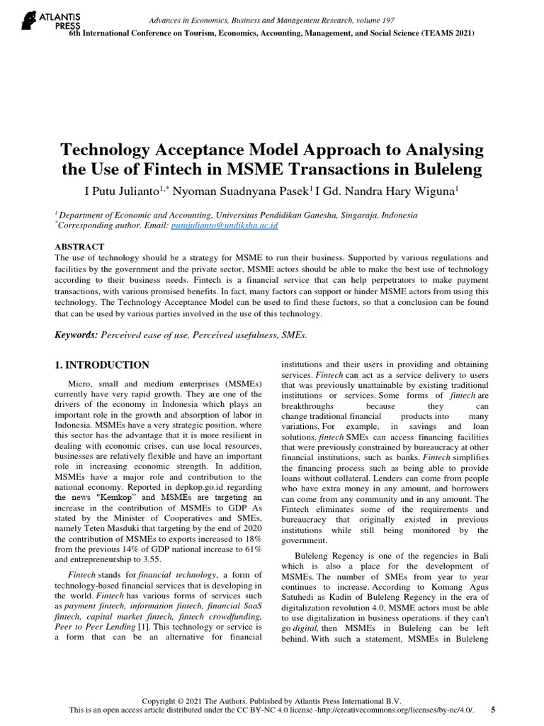 (ATLANTIS PRESS) Technology Acceptance Model Approach To Analysing The ...