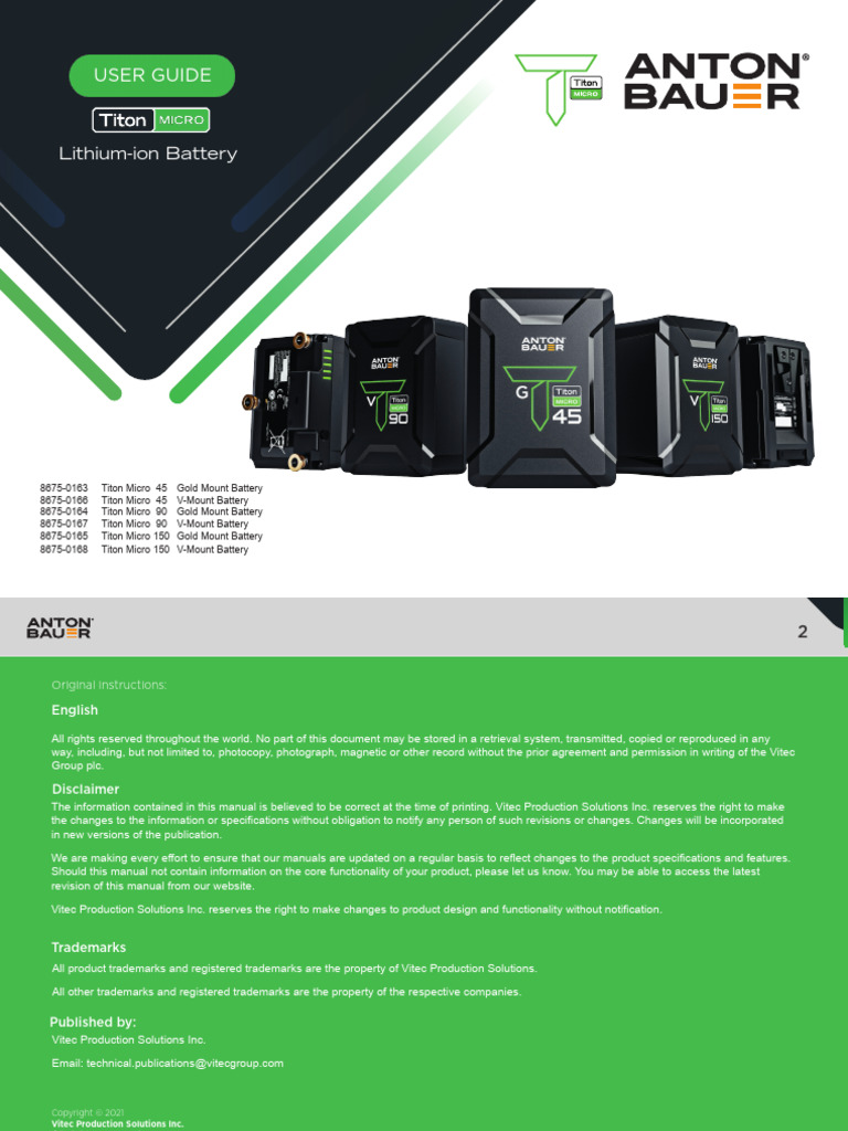 Titon 150 V-Mount Battery - ENG | PDF | Battery Charger | Lithium Ion ...