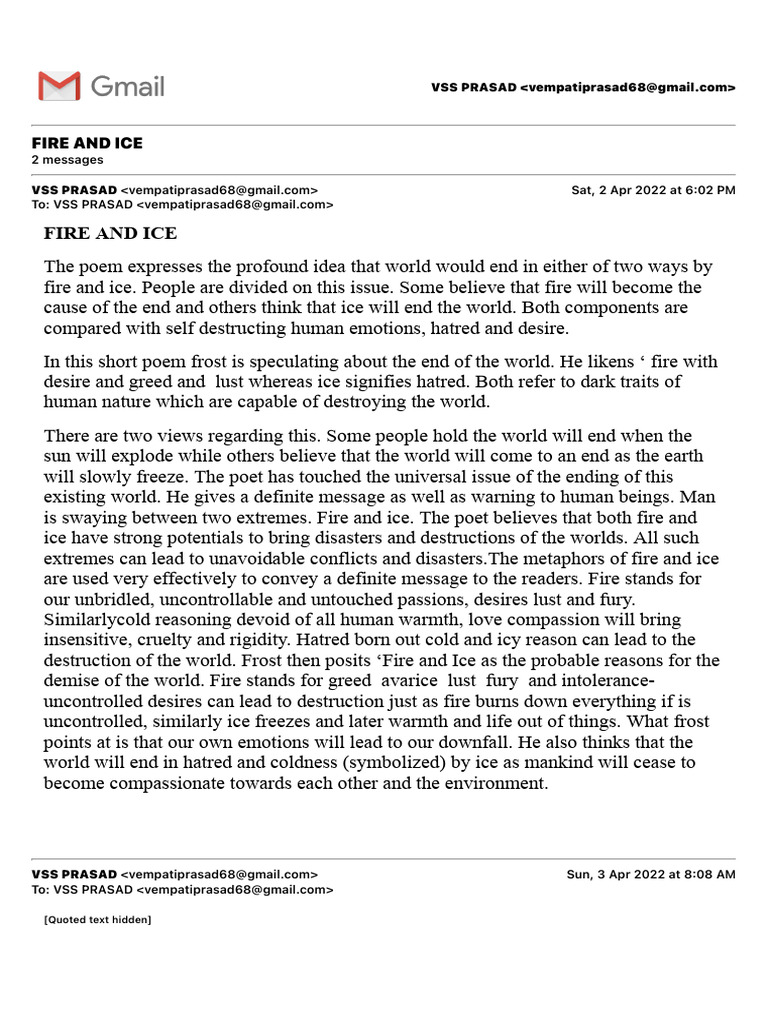 Fire and Ice | PDF | Greed