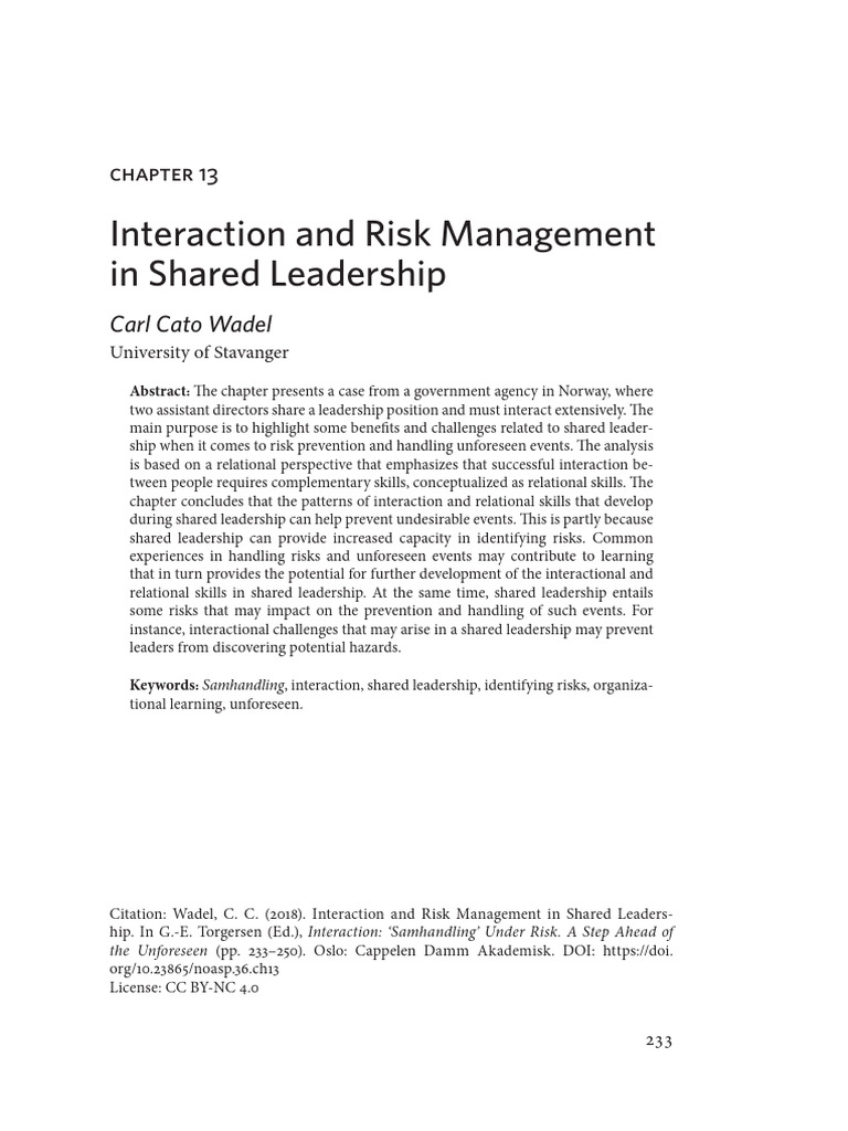Interaction_ch13 | PDF | Leadership | Risk