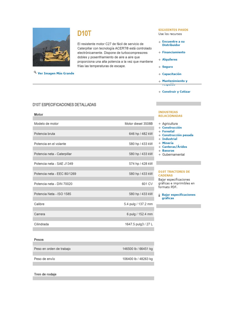 Tractor d10t | PDF | Ingeniería | Máquinas