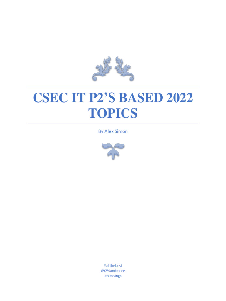 CSEC IT p2s Based On 2022 Topics-5DA84 | PDF | Spreadsheet ...
