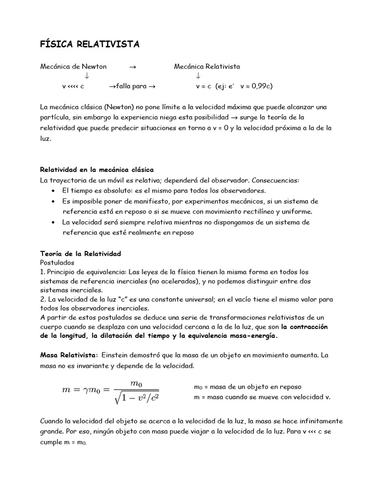 Fundamentos de la Física Relativista | PDF | Física | Física Aplicada e ...