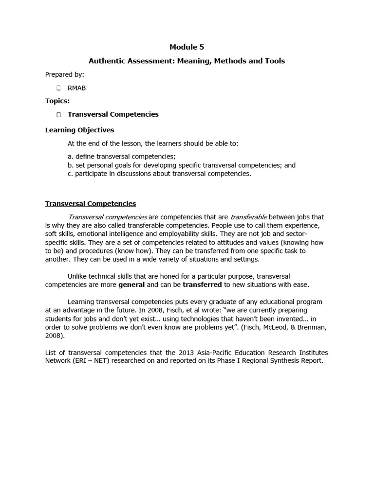 Transversal Competencies | Download Free PDF | Thought | Communication