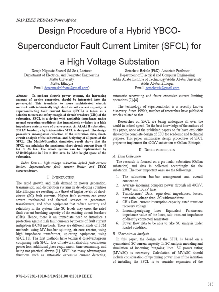 Design of A Hybrid SFCL (Superconducting Fault Current Limiter) For HV ...