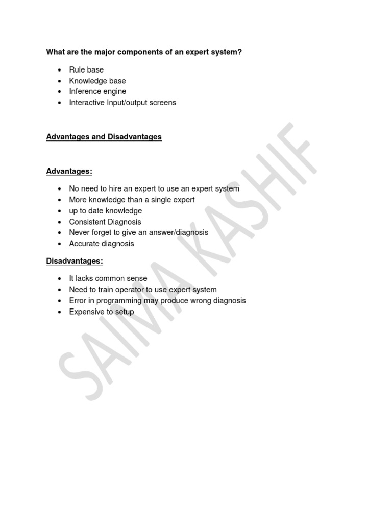 Expert System Components & Pros/Cons | PDF