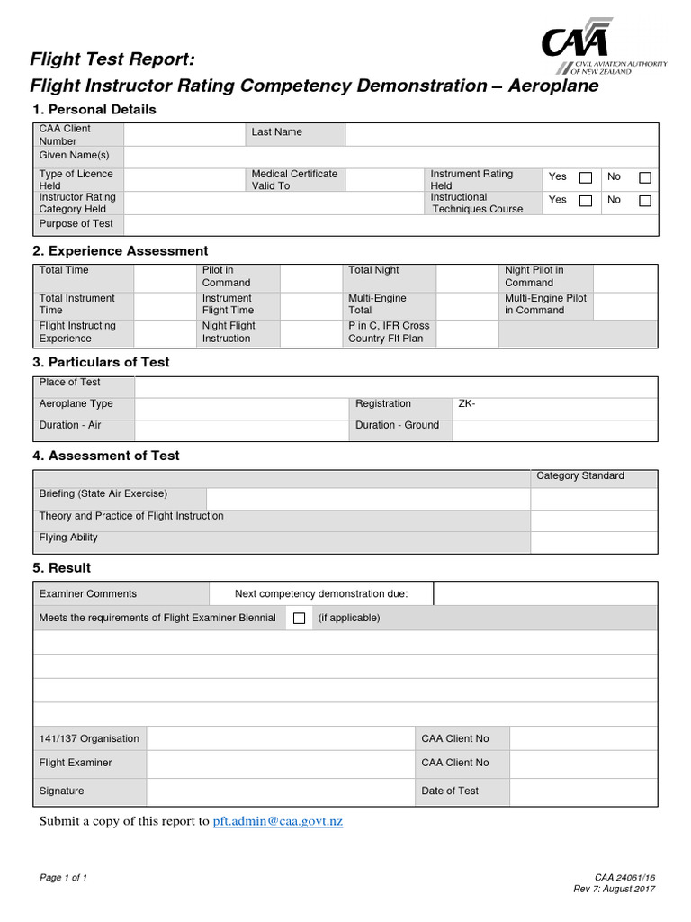 Flight Test Report: Flight Instructor Rating Competency Demonstration ...