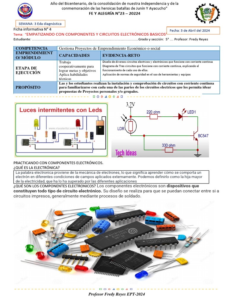 FICHA #1-5° AÑO 2024 - Unidad 1 - Electrónica Práctica | PDF | Electrónica | Red eléctrica