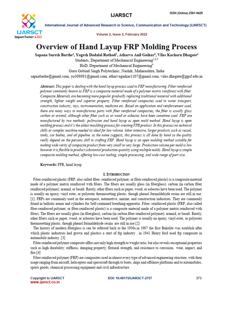 FRP Process | PDF | Fibre Reinforced Plastic | Fiberglass