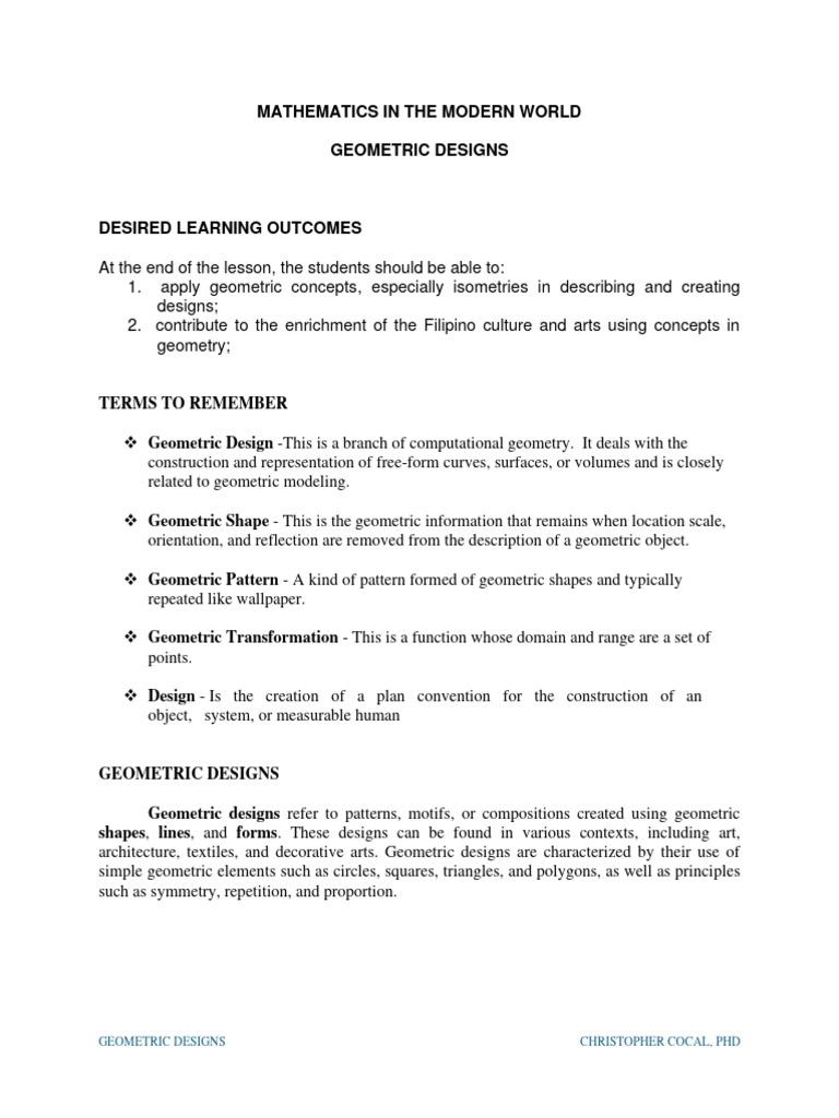 GEOMETRIC-DESIGNS | PDF | Shape | Geometry