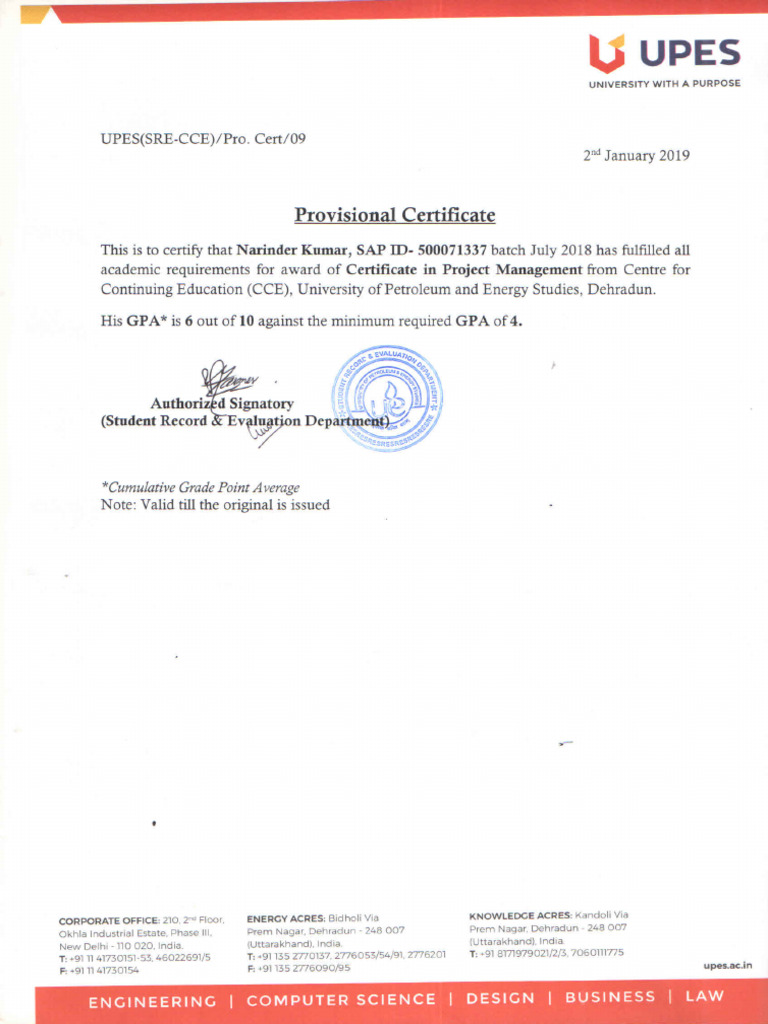 03-UPES India Project Management Certificate | PDF