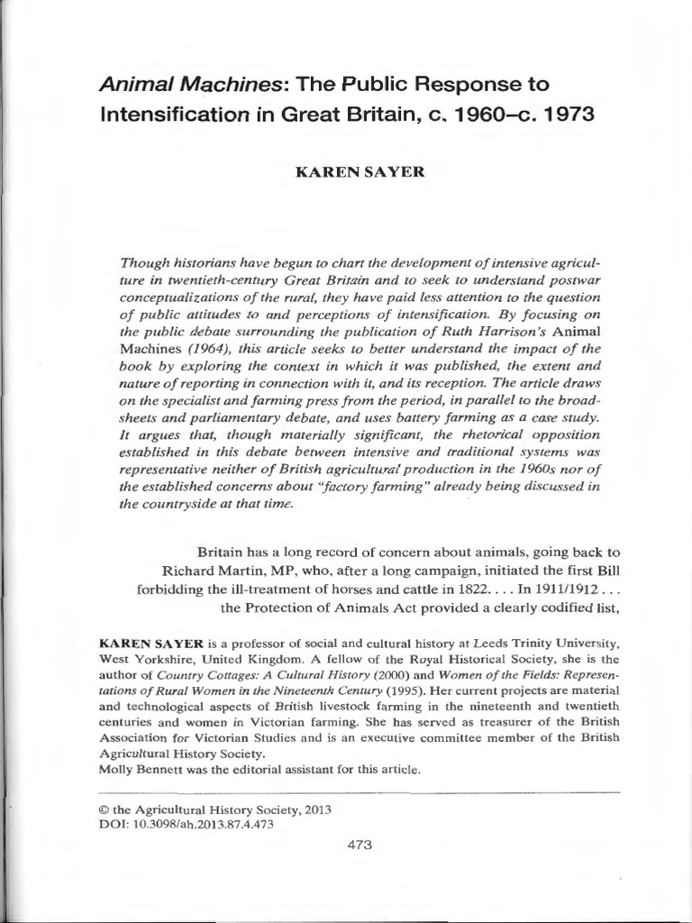 Animal Machines The Public Response To Intensification | PDF | Animal ...