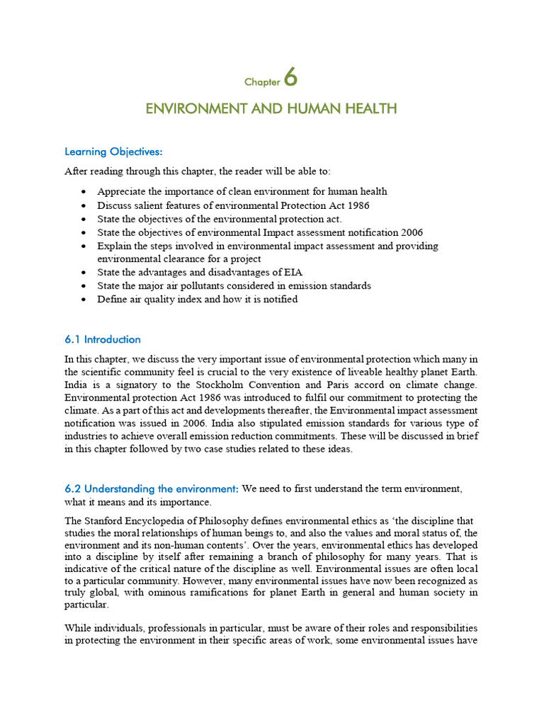 Chapter 6 Environment and Human Health | PDF | Environmental Impact Assessment | Greenhouse Effect