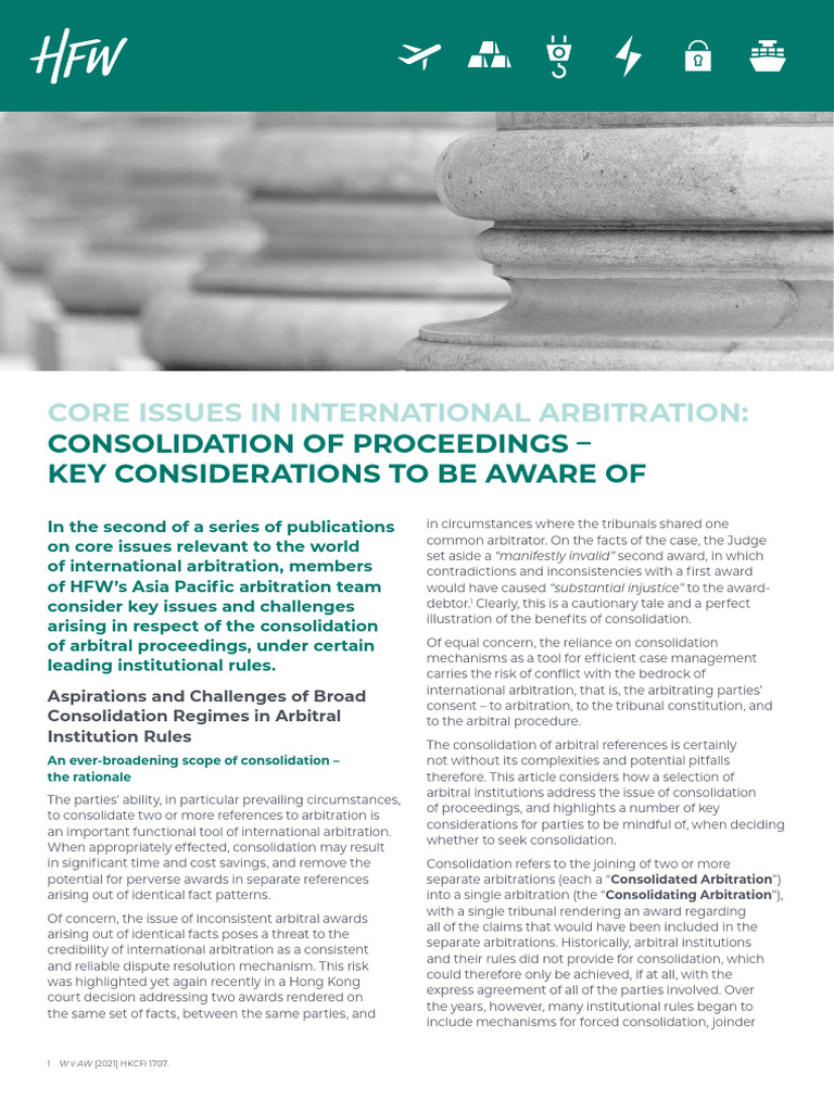 CONSOLIDATION OF PROCEEDINGS – KEY CONSIDERATIONS TO BE AWARE OF | PDF ... CONSOLIDATION OF PROCEEDINGS – KEY CONSIDERATIONS TO BE AWARE OF | PDF ...