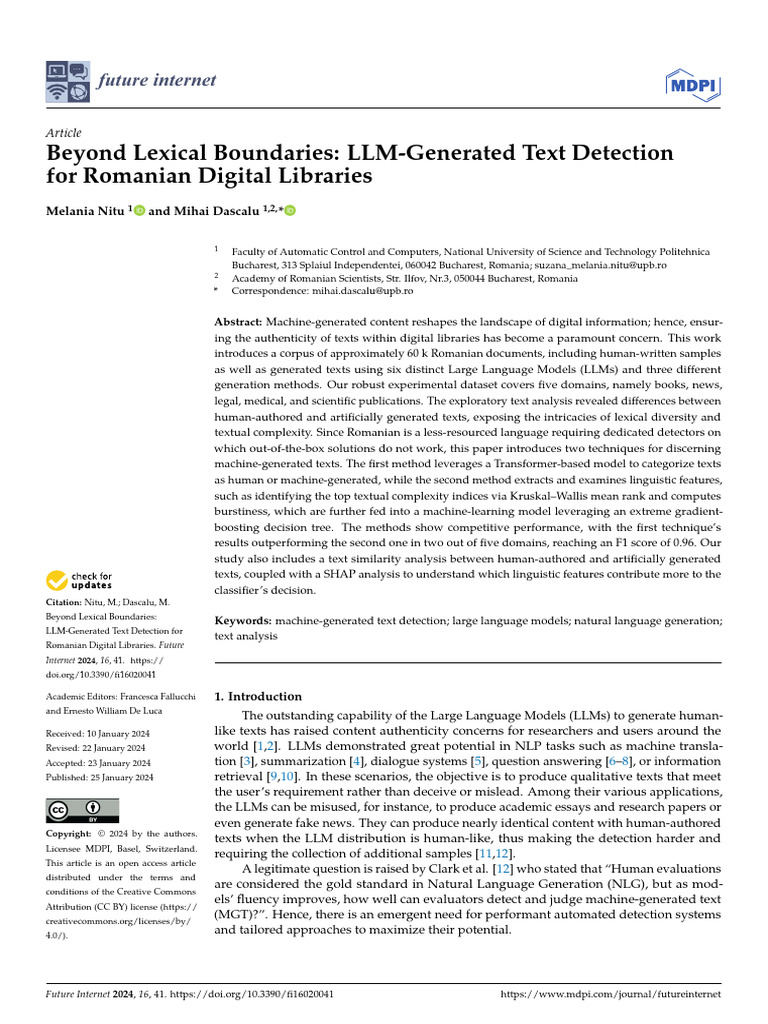 Beyond Lexical Boundaries: LLM-Generated Text Detection For Romanian ...