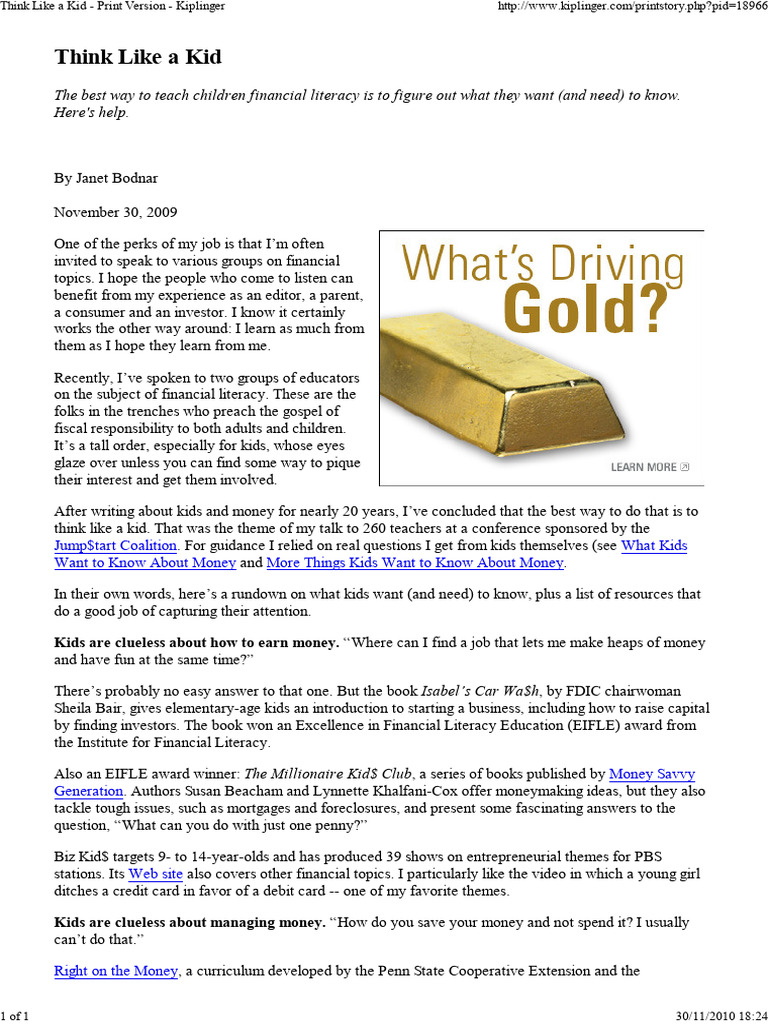 Think Like A Kid | PDF | Financial Literacy