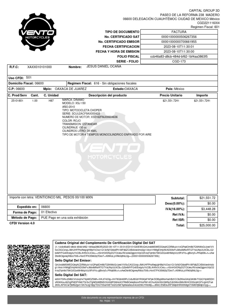 factura vento | PDF | Coche | Vehículo de motor