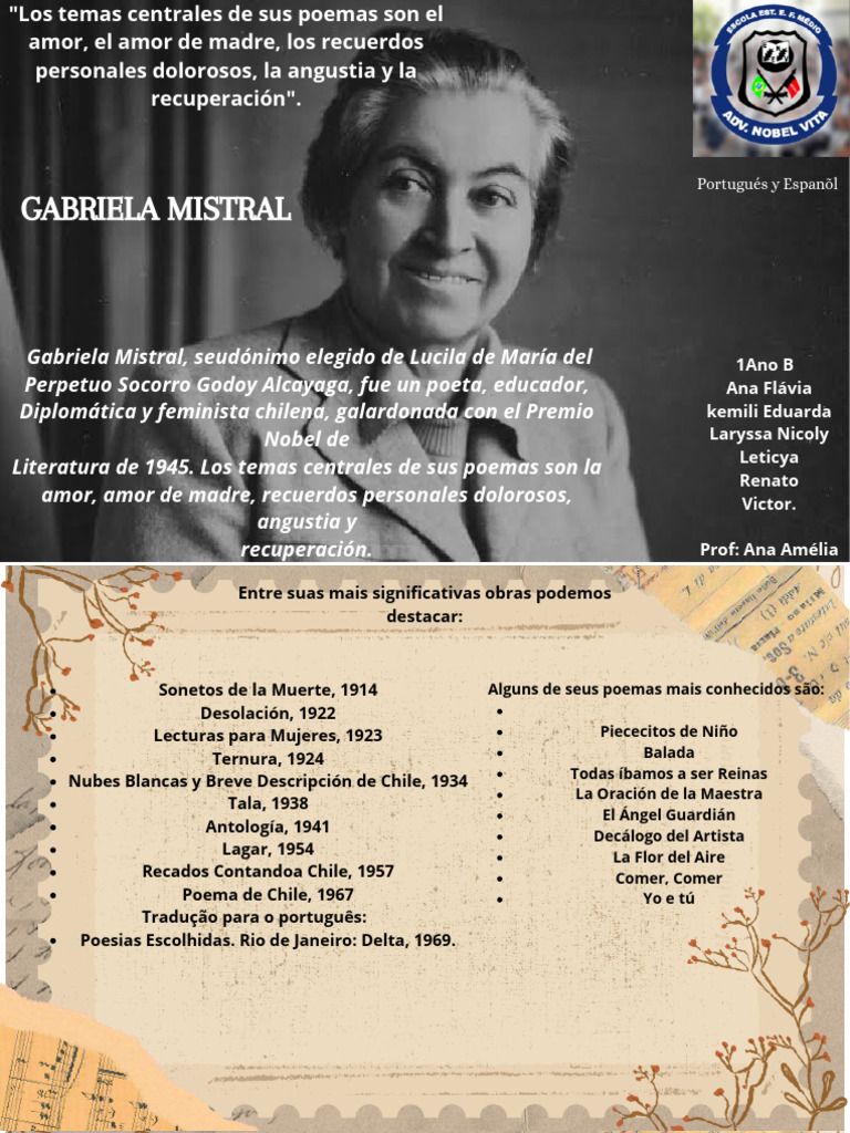 Gabriela Mistral: Portugués y Espanõl | PDF