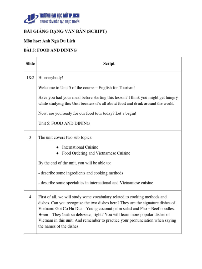 ANDL_BÀI 5_Bài Giảng Script_ | PDF | Menu | Restaurants