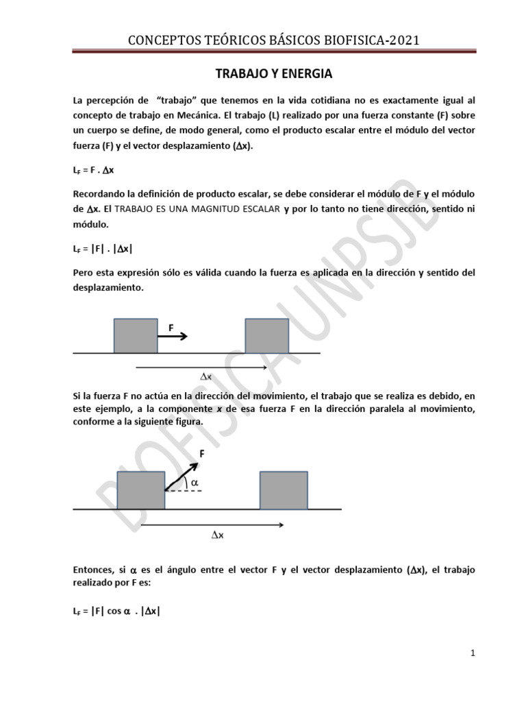Trabajo y Energia | PDF | Fuerza | Vector Euclidiano