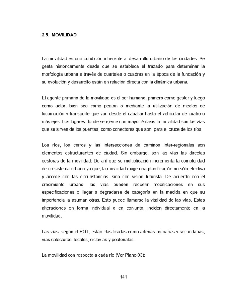 Movilidad Urbana en Popayán: Ríos y Vías | PDF | Peatonal | Calle