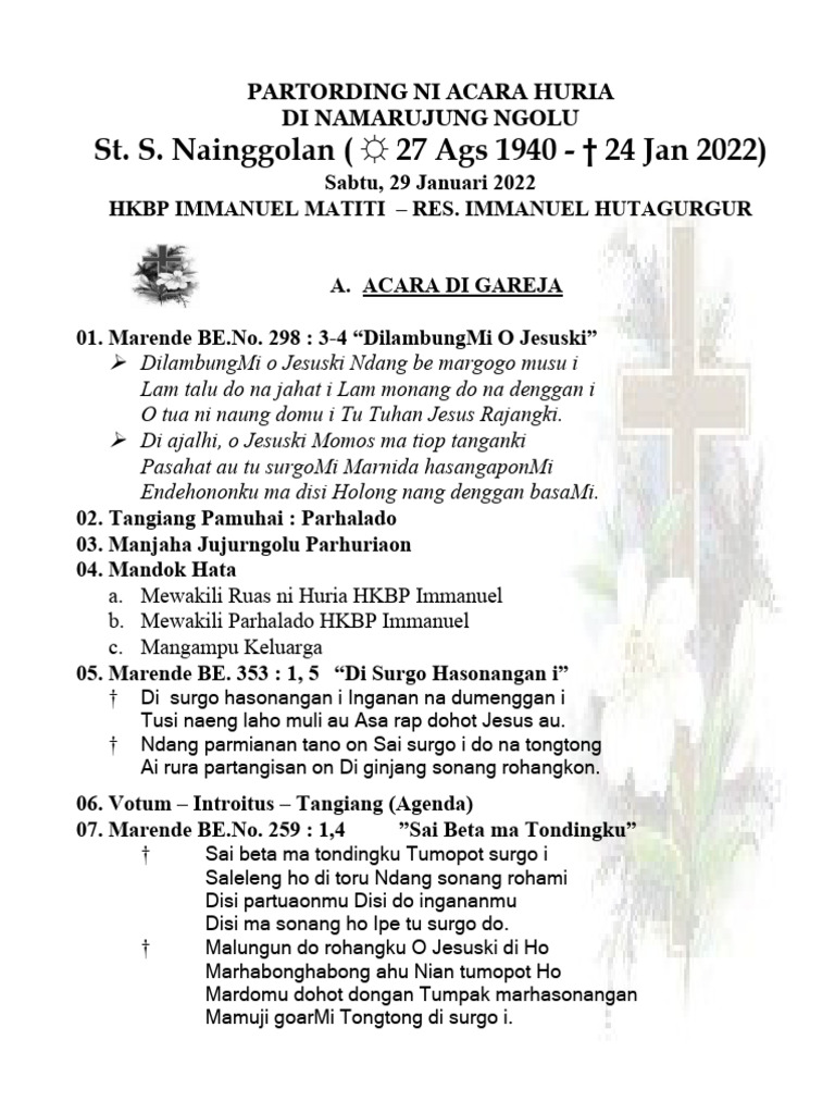 Acara Huria di Na Monding HKBP | PDF