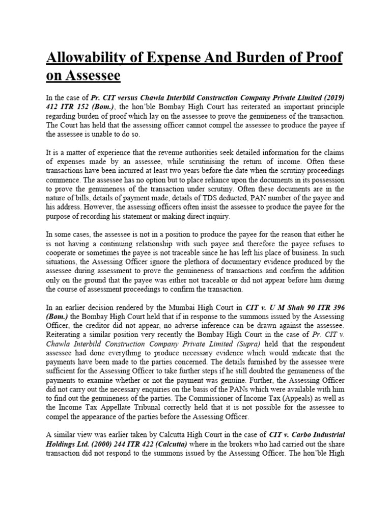 Burden of Proof in Tax Assessments | PDF | Payments | Evidence