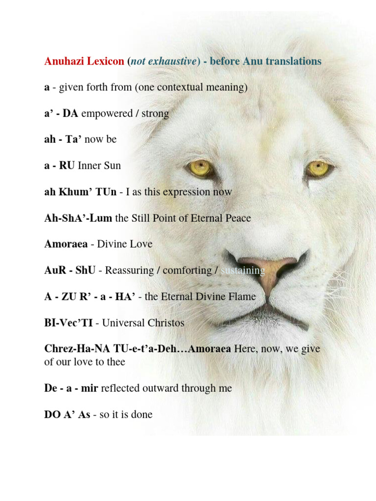 Anuhazi Language Lexicon Guide | PDF | Religion & Spirituality